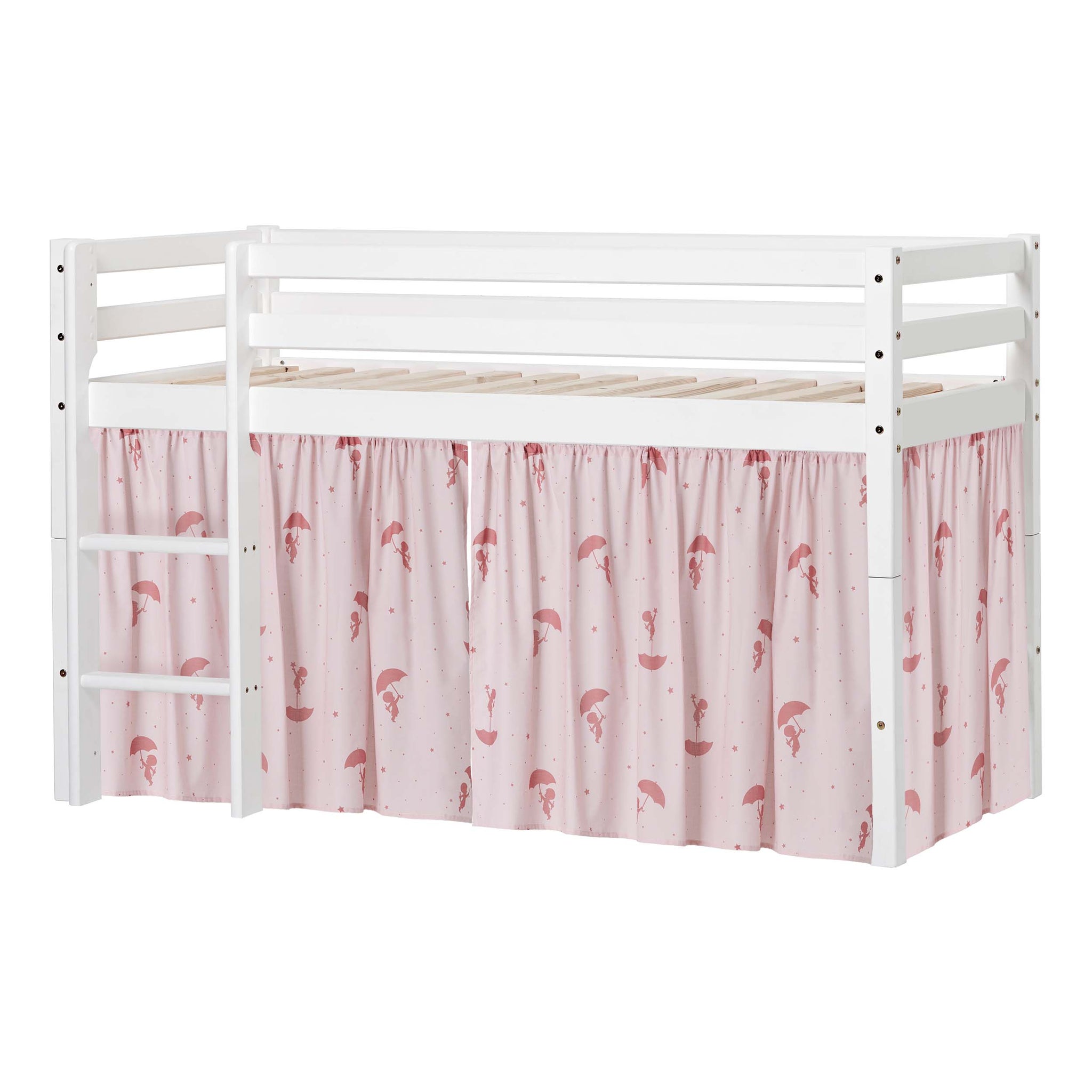 ECO Dream Mid sleeper bed with Red Ole Lukoie Bed Curtains