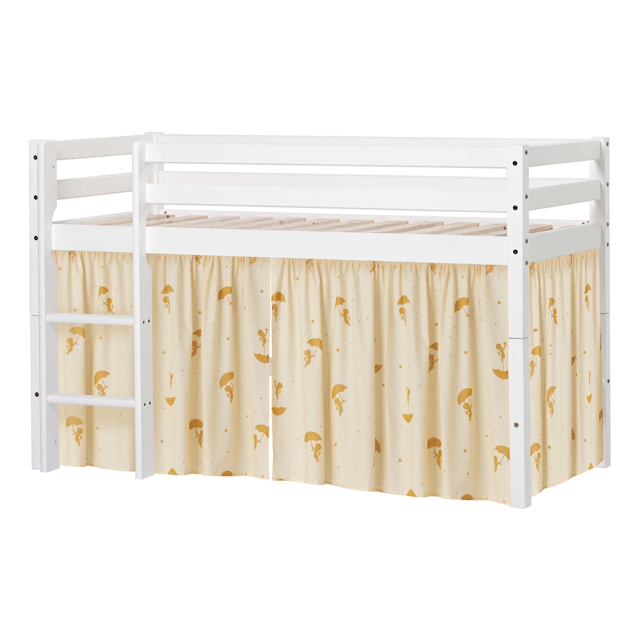 ECO Dream Halvhøj seng med Gul Ole Lukoie Sengeforhæng