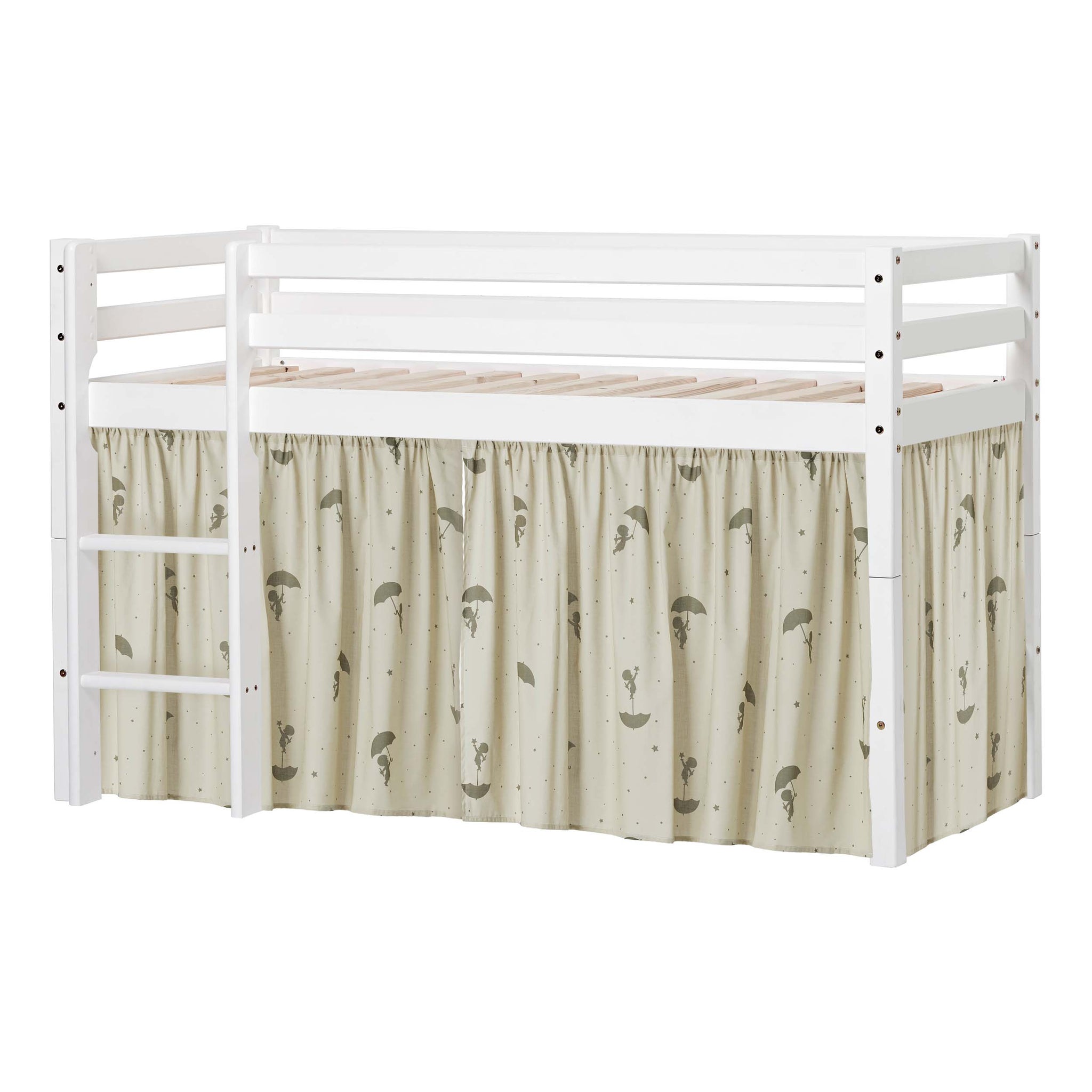 ECO Dream Halvhøj seng med Grøn Ole Lukoie Sengeforhæng