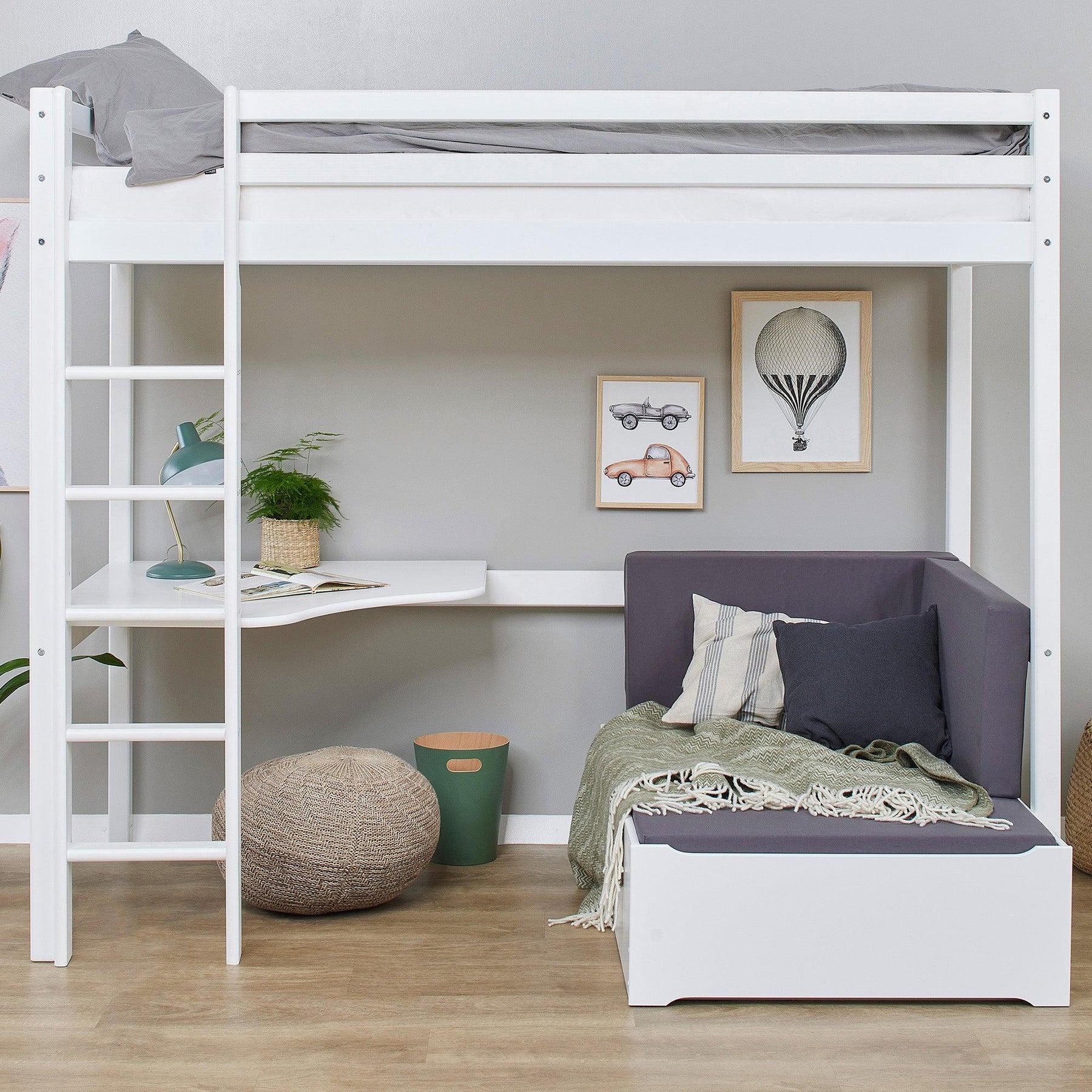 MEGA bed with lounge module and table top, 90 x 200, free shipping